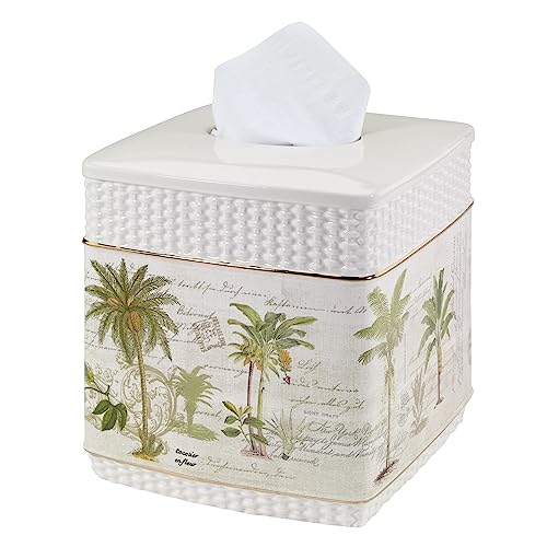 Avanti Linens - Tissue Box Cover, Tropical Inspired Bathroom Accessories, Decorative Cover for Bathroom or Kitchen (Colony Palm Collection)