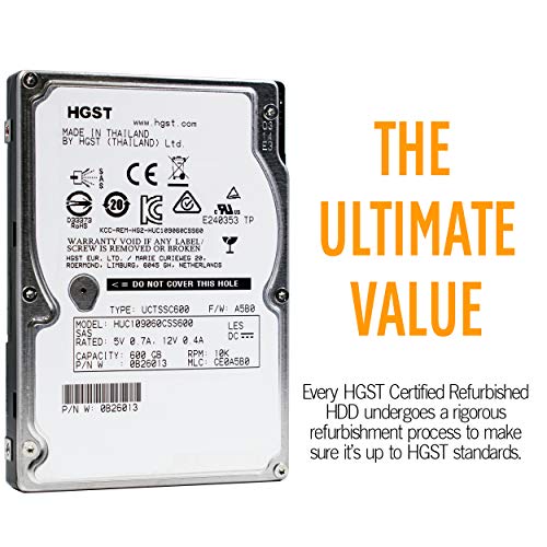 HGST Ultrastar C10K900 | HUC109060CSS600 | 0B26013 | 600GB 10K RPM SAS 6.0Gb/s 64MB Cache | 2.5in SFF | 512n | Cache Enterprise Hard Disk Drive (Renewed)