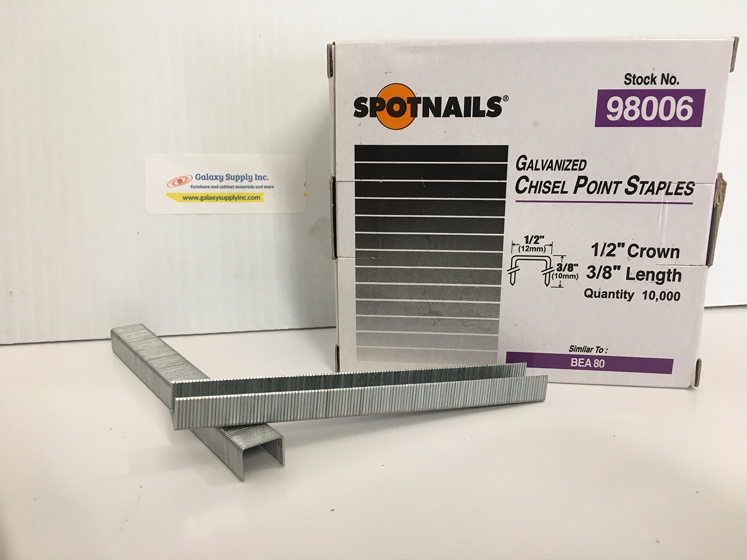 Spotnails 98006 Similar BeA 80 Series 1/2" Crown Staples 3/8" Leg,Sale by 7 Boxes/ctn