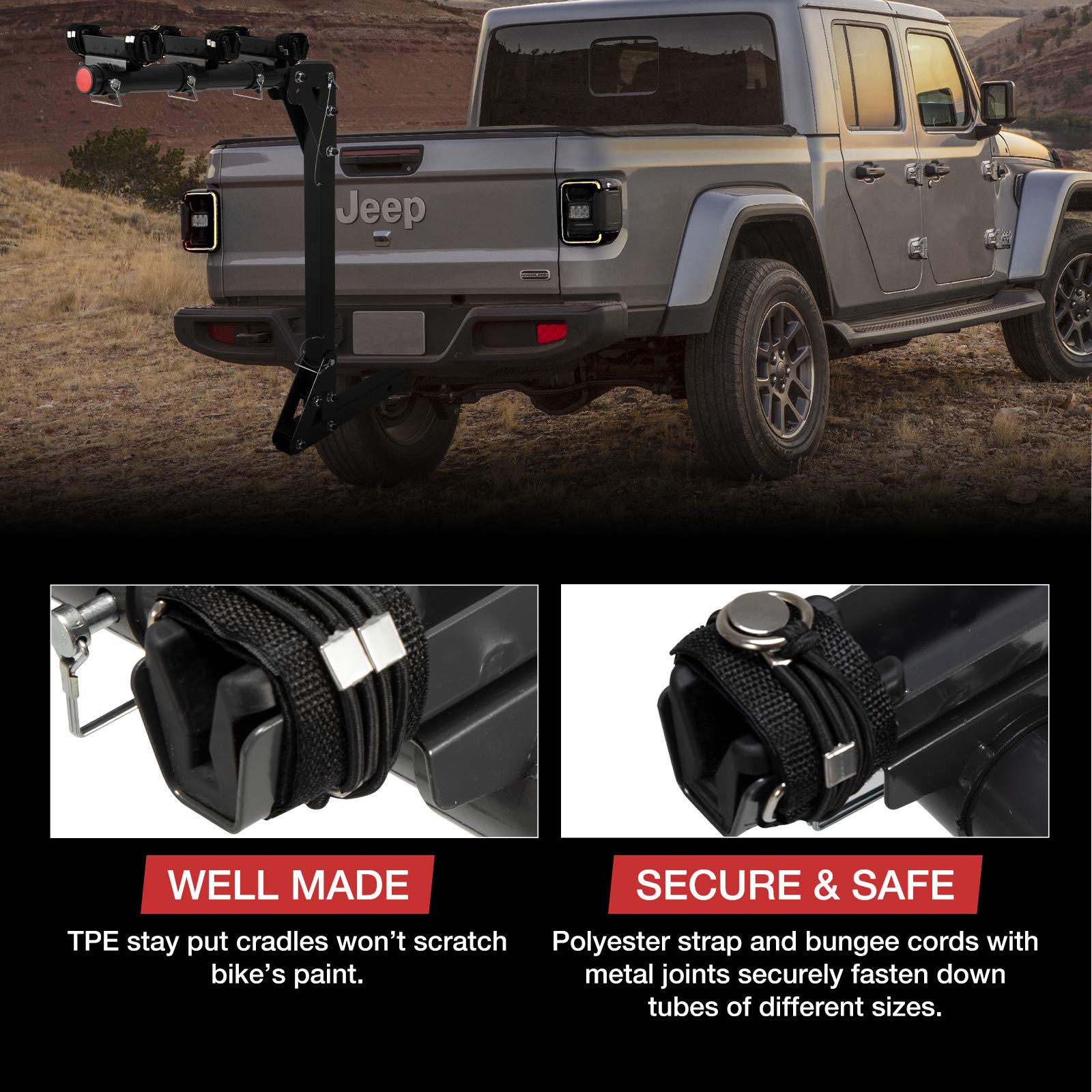 3-Bike Racks for 2 inch Hitch - Bicycle Carrier Racks Adjustable Cradles for All Bike with/Without Cross-Bar
