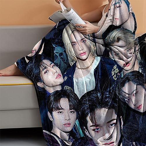 HIFFEY Stray Kids Kpop Throw Blankets, Comfortable Lightweight Blankets 50"x40", Kpop Print Warm Blankets for Camping Home Car Beach Office