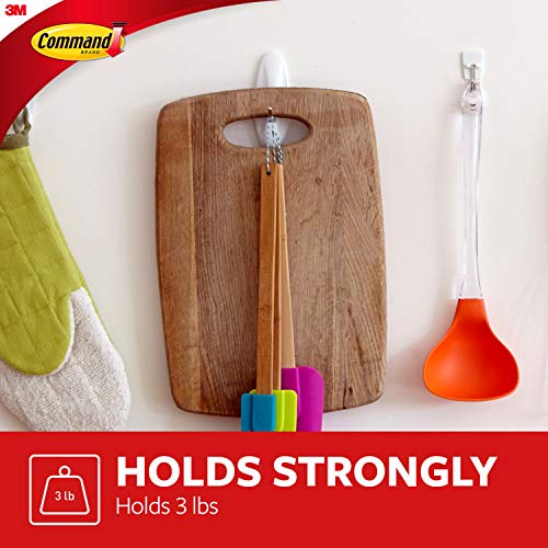 Command Medium Wire Hooks, White, Indoor Use, 3-Hooks, 4-Strips, Organize Damage-Free