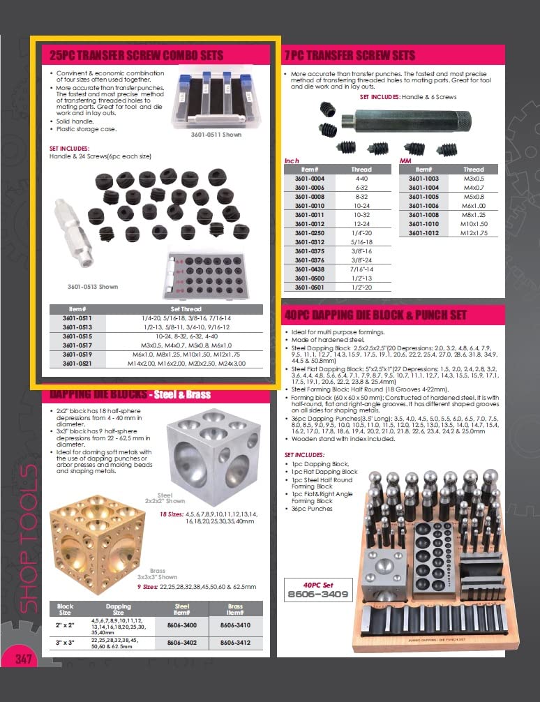HHIP 3601-0511 25 Piece 1/4-20, 5/16-18, 3/8-16, 7/16-14 Transfer Screw Set (Pack of 1)