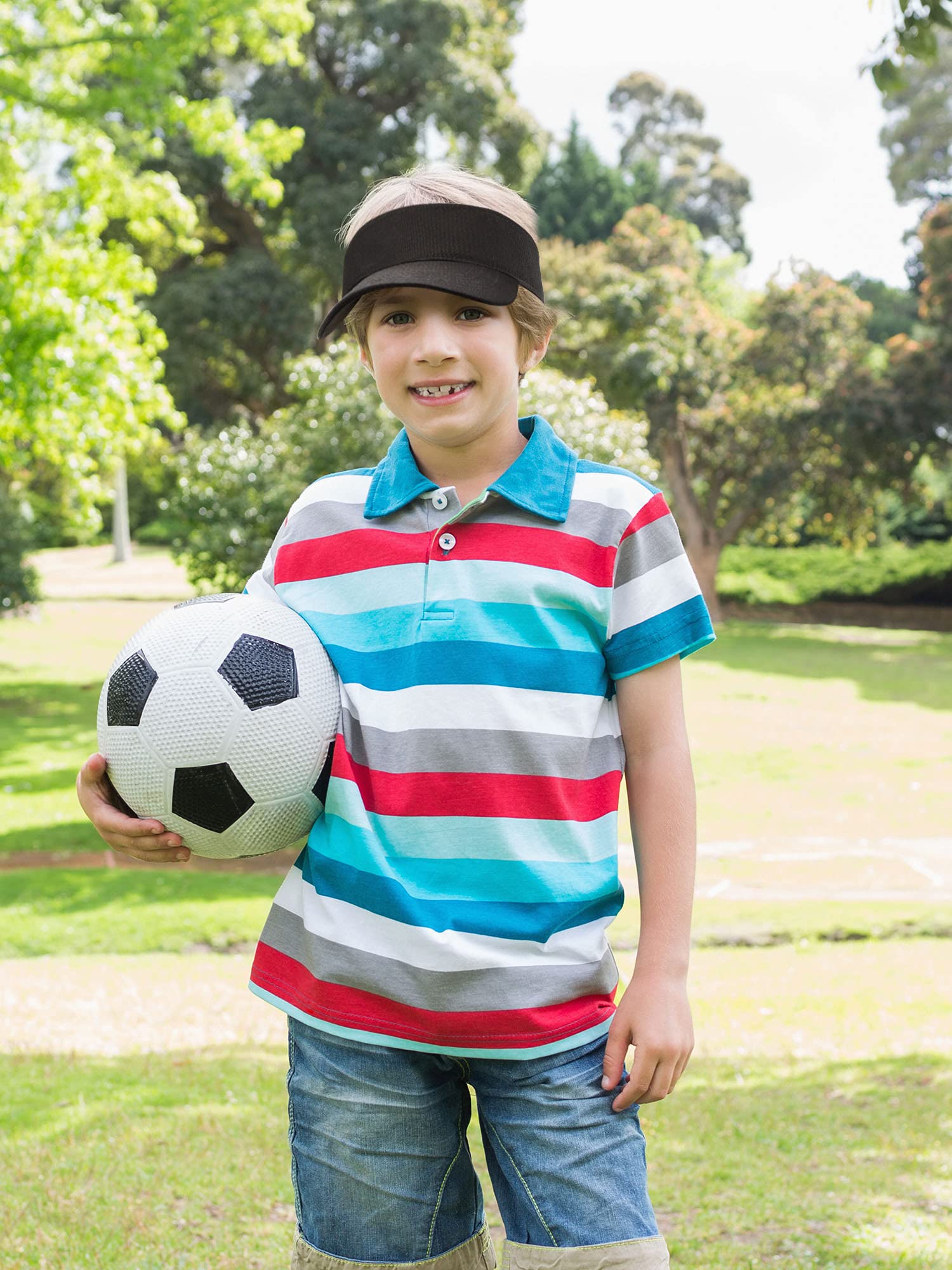 4 Pieces Kids Sports Sun Visor Hats Empty Top Baseball Cap Running Tennis Hats (Light Gray, Dark Gray, White, Black)