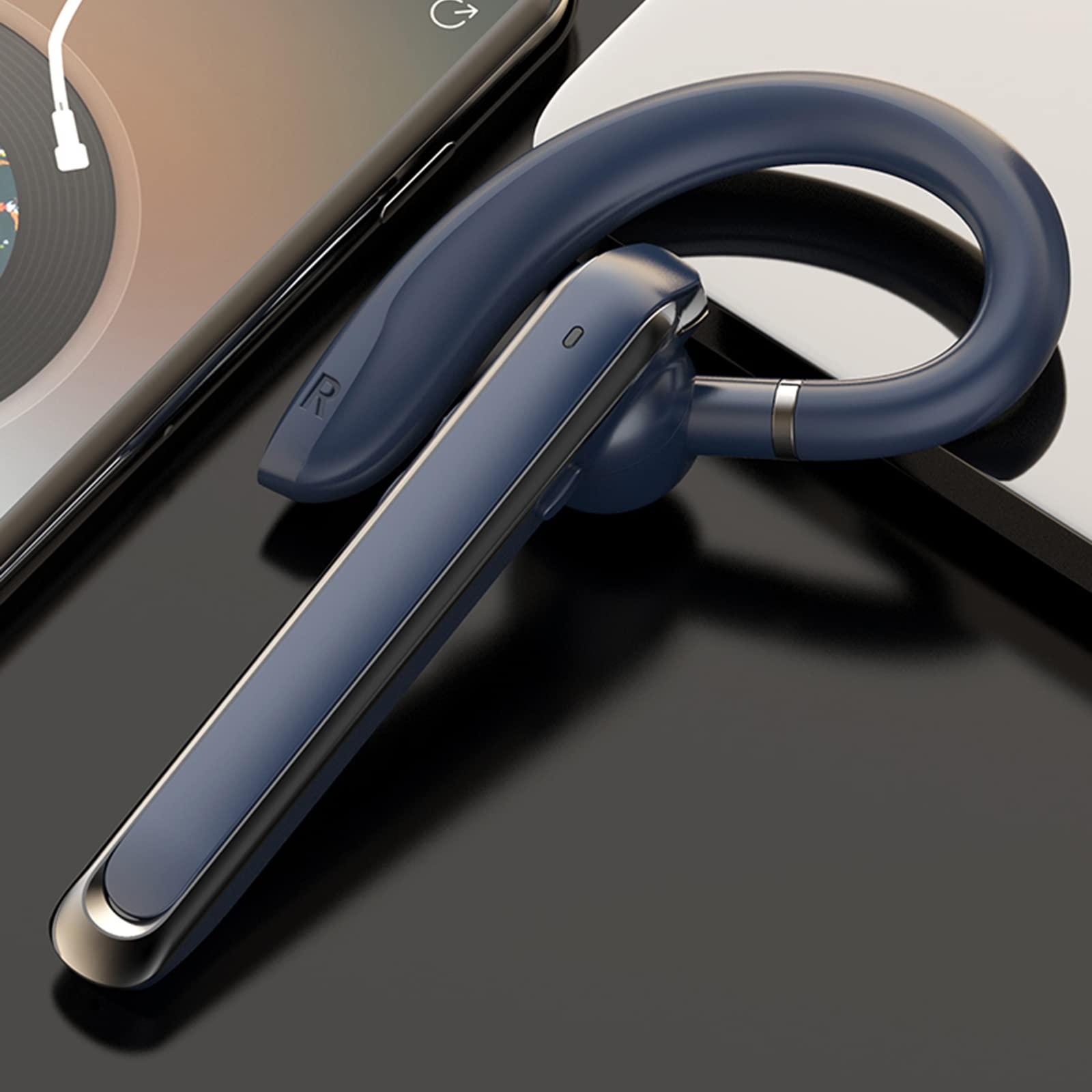 Lymoc Non in-Ear Design Bluetooth Earphones,ENC Wireless Earpieces Noise Cancelling 180 Degree Ear Hooks Headsets Handsfree with Mic Compatible for iPhone Android Business/Office/Driver