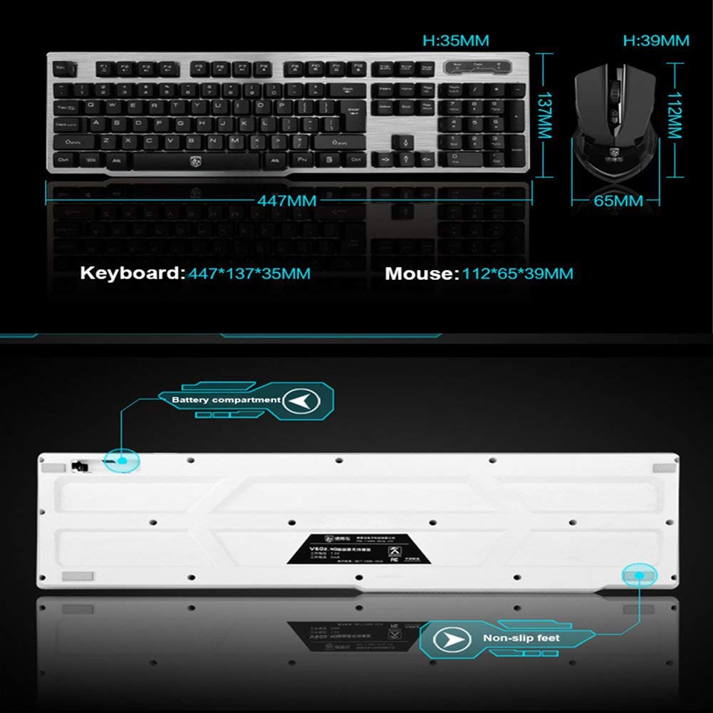 Keyboard and Mouse Combo,2.4G Wireless Mechanical Hand Feel Ergonomic Multimedia Gaming Keyboard +1600DPI Optical Mouse+Mice Pad for Laptop PC Smart TV MacBook (Black)
