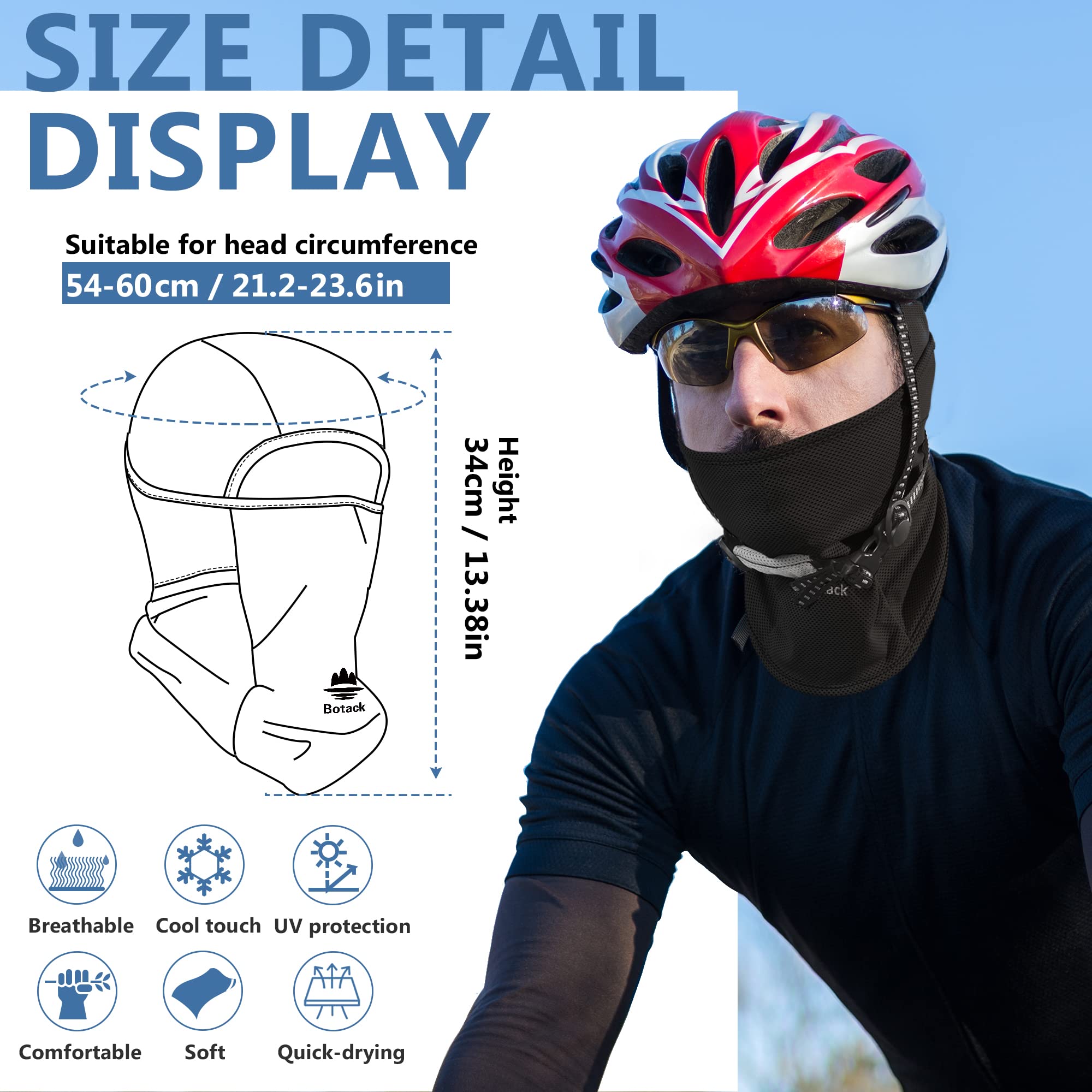 Botack Ski Mask Balaclava Face Mask Sun UV Protection Breathable Full Head Mask for Men Women Cycling