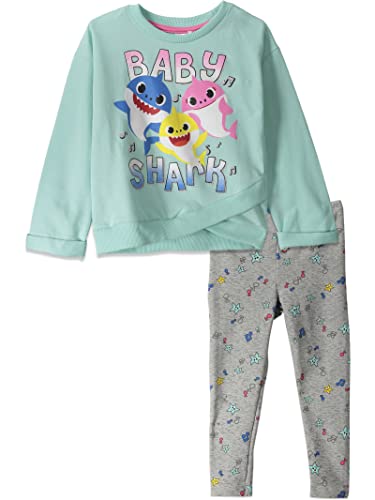 Pinkfong Baby Shark Toddler Girls Crossover Long Sleeve Top Legging Set Blue 5T