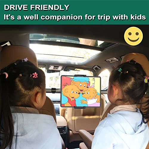 woleyi Car Tablet Mount, Headrest Tablet Holder for 4.7-12.9 in iPad Smartphone, Car Back Seat Between Tablet Stand for iPad Pro Air Mini, Samsung Tab, Fire HD, Long Road Trip Essentials for Kids