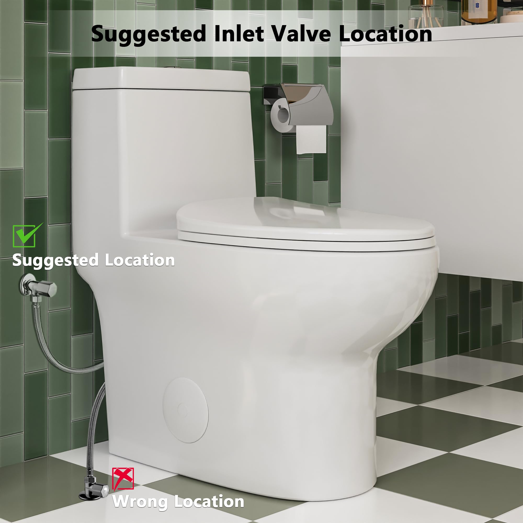 DeerValley DV-1F026R Elongated One Piece Toilet, Dual Flush 1.1/1.6 GPF Toilet with ADA Comfortable Seat Height, Powerful & Quiet Modern Standard Toilet for Bathroom, 10" Rough-In