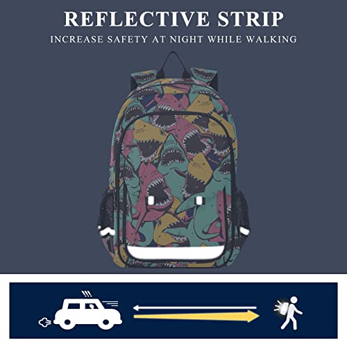 ALAZA Angry Shark Sea Animal Laptop Backpack Purse for Women Men Travel Bag Casual Daypack with Compartment & Multiple Pockets