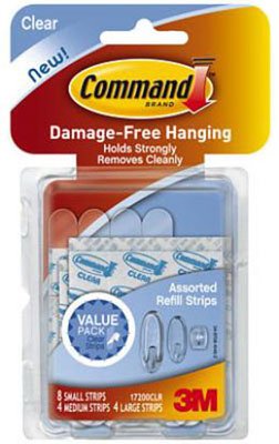 Command Strips 17200CLR Clear Assorted Refill Strips 16 Count