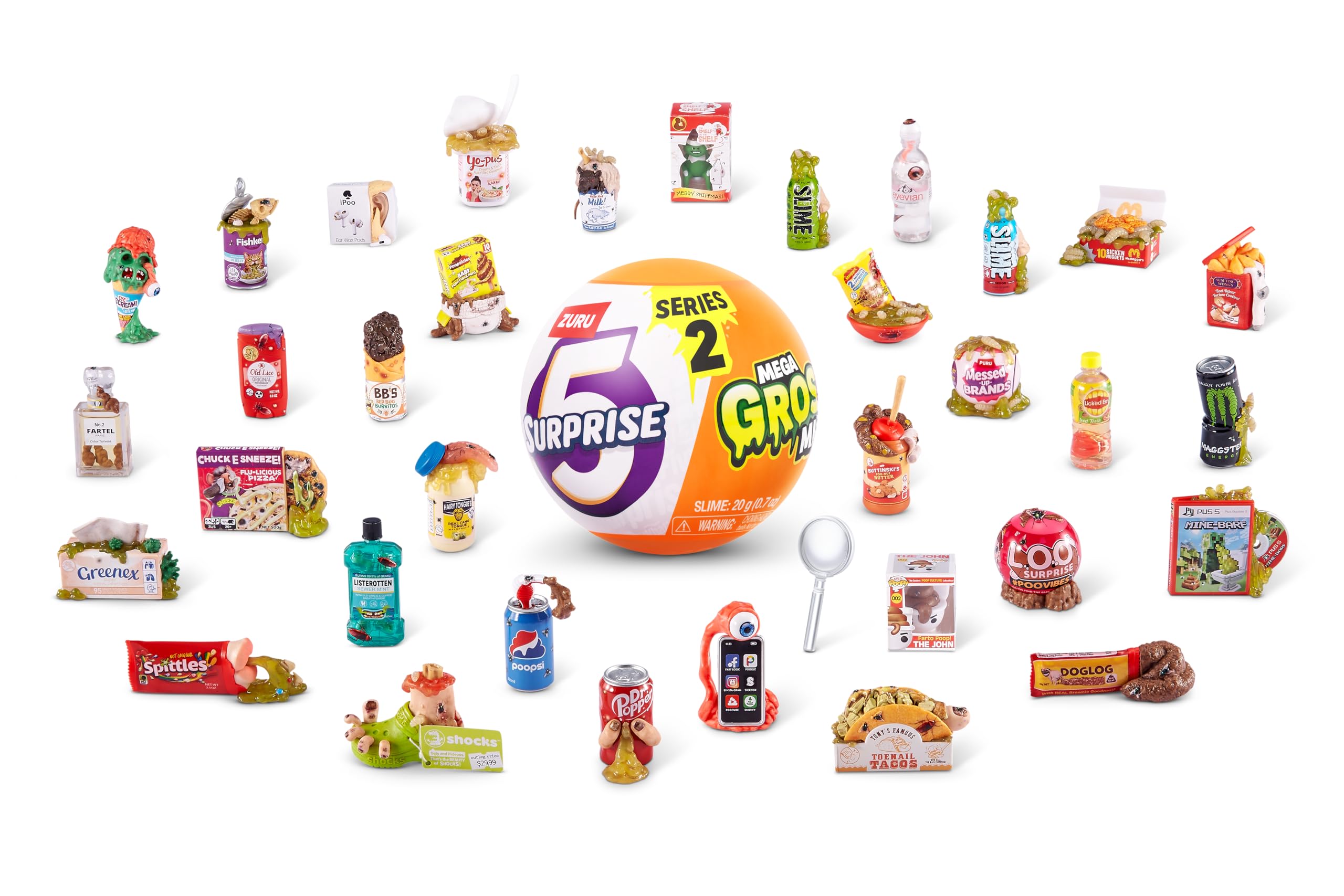 5 Surprise Mega Gross Minis Series 2 by ZURU Boys, Mystery, Collectible, Mini, Parody, Slime