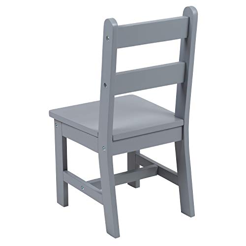 Flash Furniture Kyndl Kids Solid Hardwood Table and Chair Set for Playroom, Bedroom, Kitchen - 3 Piece Set - Gray