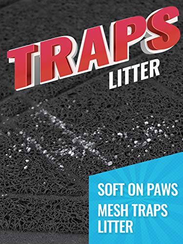 Iprimio Cat Litter Box Mat 42x36 Black | Cat Litter Trapping Mat, Mesh Mat Catches Litter, Repels Odor, Easy Clean Non Slip Kitty Litter Trapper Mats