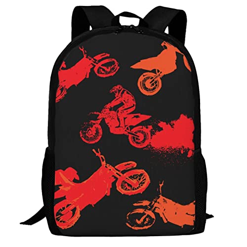 ALIFAFA Motocross Sport Motorcycle Vehicle School Backpack Shoulder Daypack, Dirt-Bike Boy Men School Bag Outdoor Casual Shoulders Backpack Travel Daypacks for Women Men Teens Kids Black