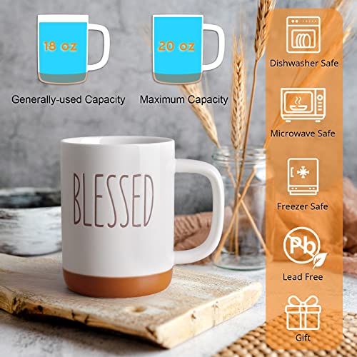 ALELION 20 oz Large Coffee Mug, Ceramic Coffee Mug with Big Handle for Latte Tea Hot Chocolate, Thank You Gifts for Dad Women Men Mom Teacher, Microwavable and Dishwasher Safe, White
