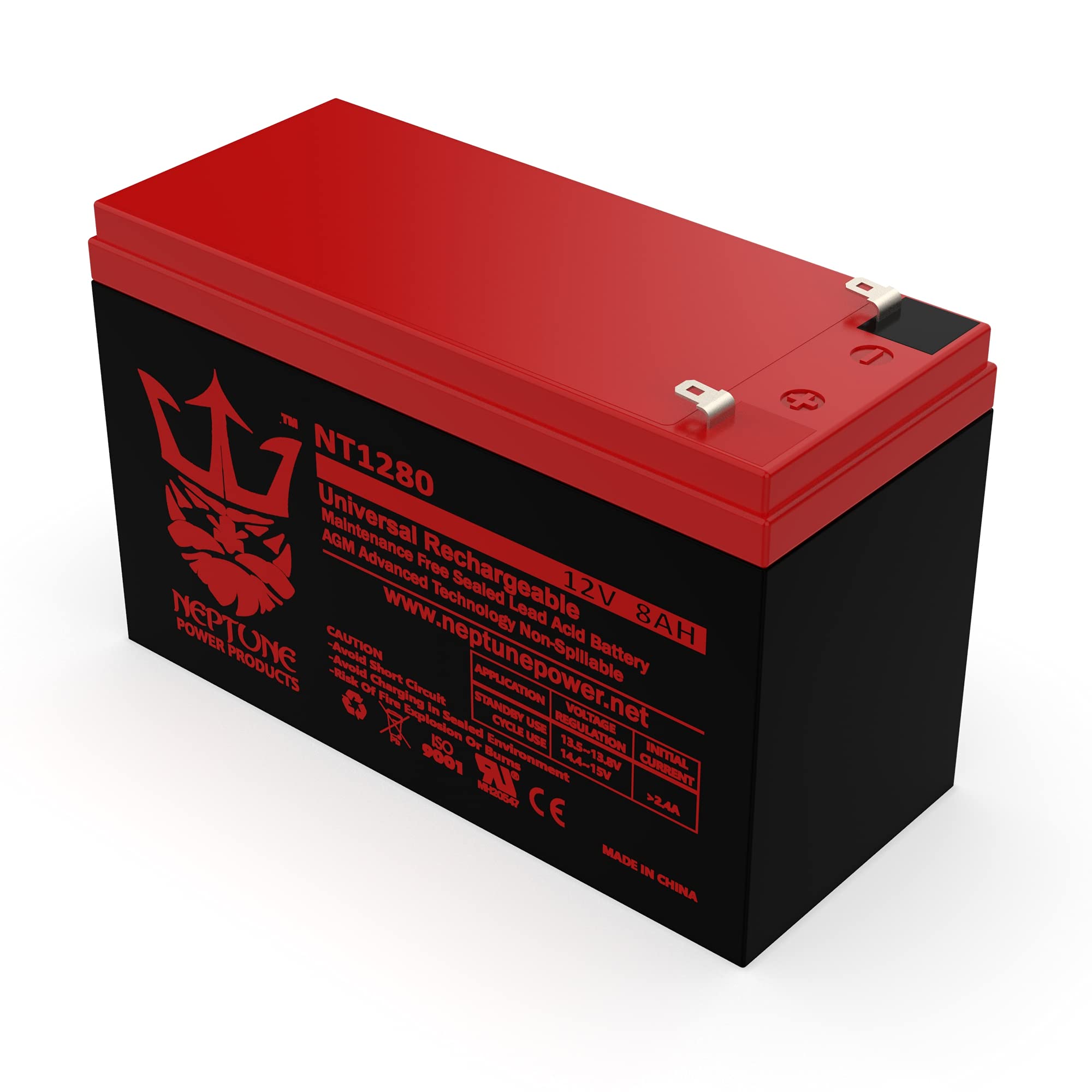 Neptune Brand NT1280 12v 8ah Replacement SLA Battery for Power Patrol Backup Battery SLA1075