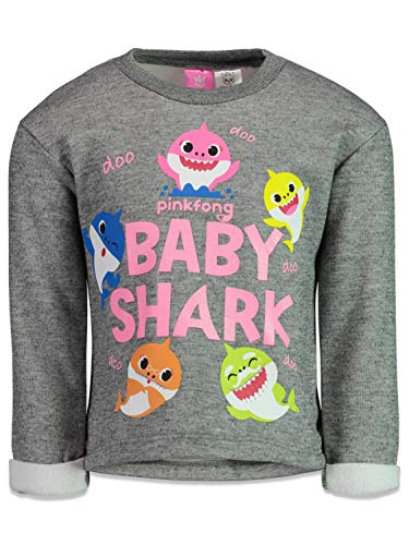 Pinkfong Baby Shark Toddler Girls Long Sleeve T-Shirt Pant Set Grey/Pink 3T