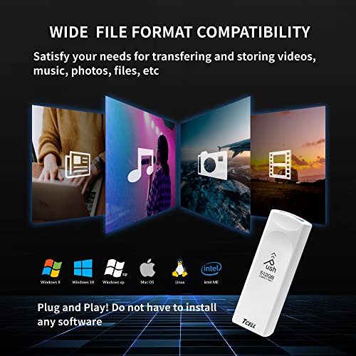 TCELL Push 128GB USB 3.2 Gen1(3.1/3.0) USB Flash Drive Read Speed up to 100MB/s, Retractable Design Memory Stick Thumb Drive, White