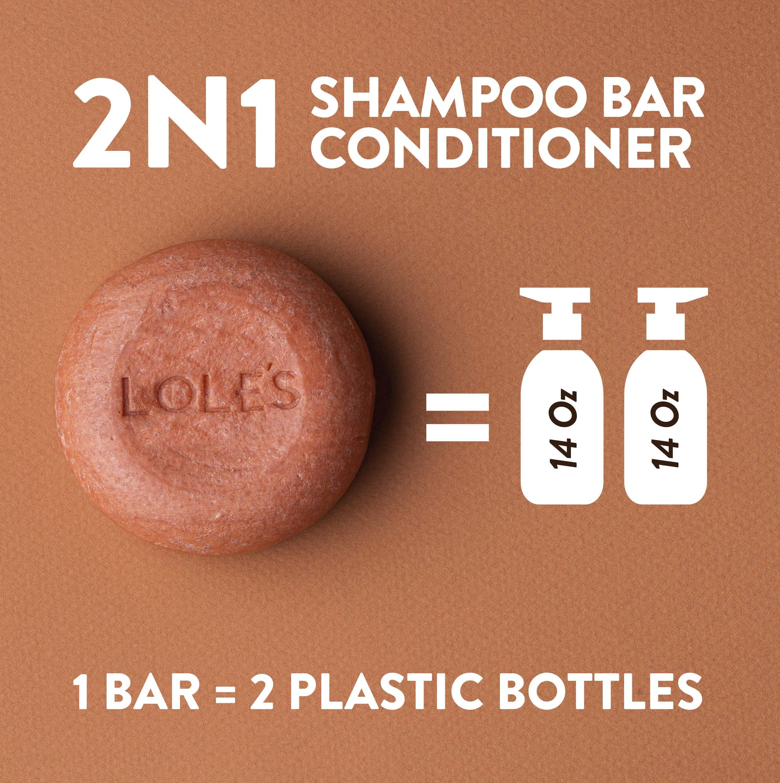 LOLE'S Shampoo Bar and Conditioner 2in1 with Argan Oil for Normal to Oily Hair, Repair & Damage Control, 99% Natural, Sustainably Sourced, 3.5Oz