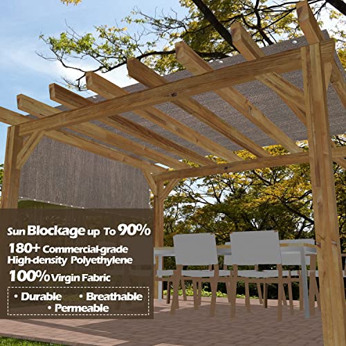 Alion Home Outdoor Pergola Sun Shade Cover Cloth Patio Canopy HDPE Permeable with Grommets (10' x 14', Brown)