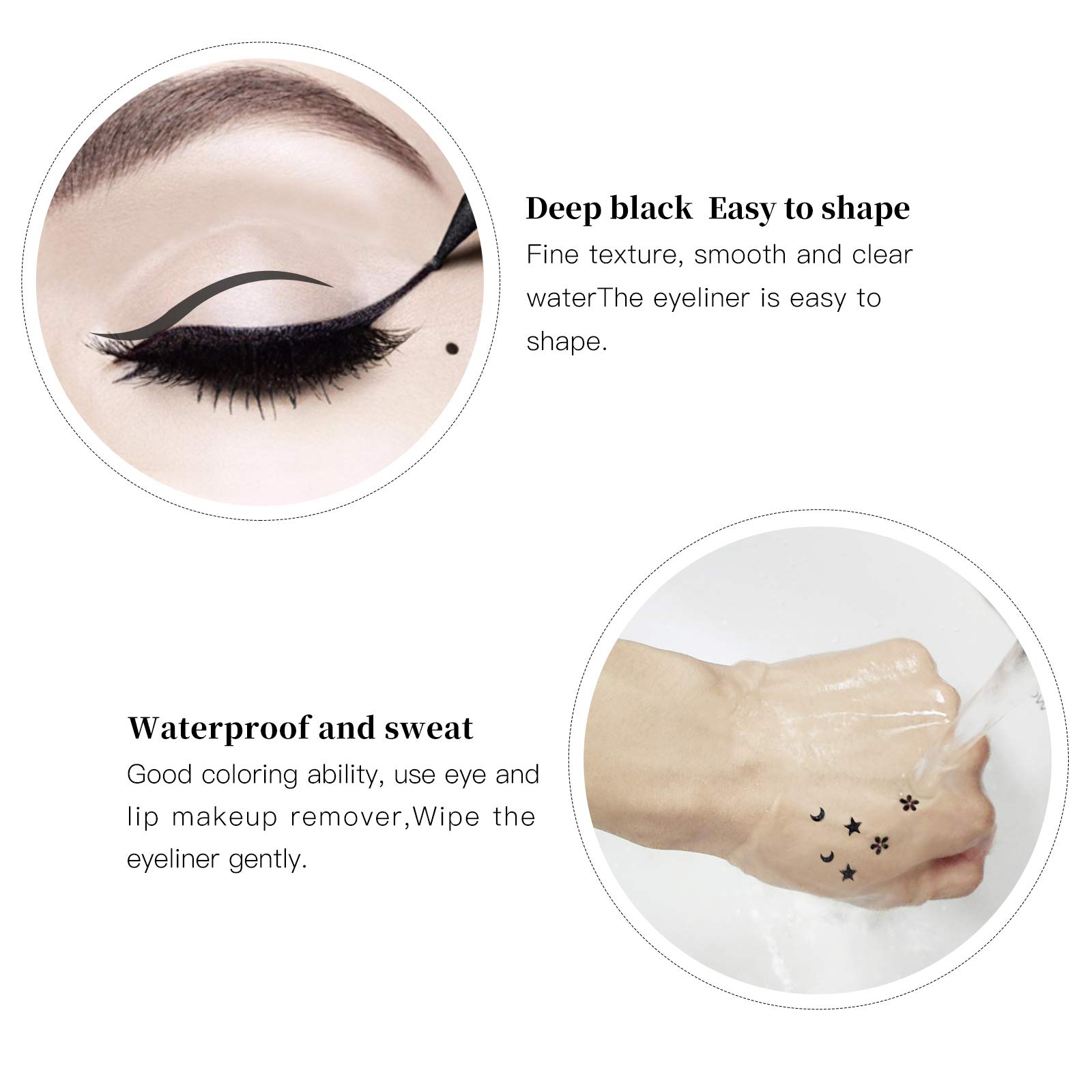 Jutoe 1Pcs Dual Ended Eyeliner Stamp,Waterproof Liquid Eyeliner With Heart Seal Stamp,Long Lasting Seal Eyeliner Pen For Makeup,Eye Decoration Eye Liner Makeup Tool Black No smudge (02# Heart)