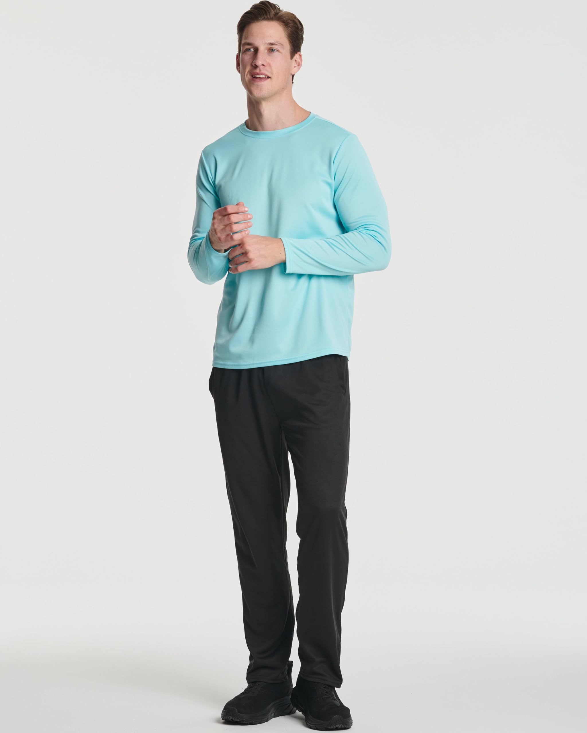 3 Pack Mens Fishing Sun Long Sleeve T-Shirt Mesh Workout Dry Fit Gym Tee Casual Athletic Active Casual Wicking Exercise Running Sport Hiking Training Top UPF