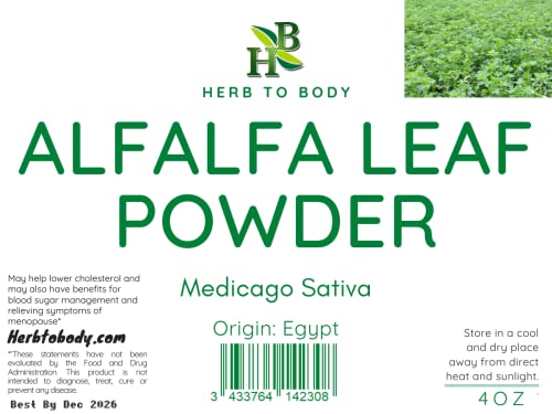 Alfalfa Herb Powder 4oz - Wildcrafted - Premium Quality - by Herb To Body