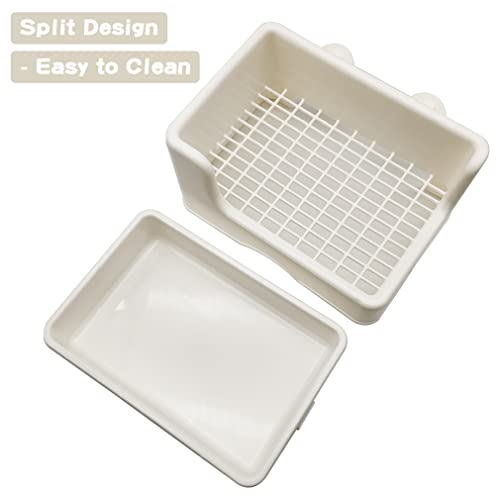 BNOSDM Bunny Litter Box with Tray Dwarf Rabbit Cage Potty Trainer Corner Small Animal Toilet Plastic Detachable Pet Guinea Pig Litter Pan Bedding Box for Chinchillas Galesaurs Ferret