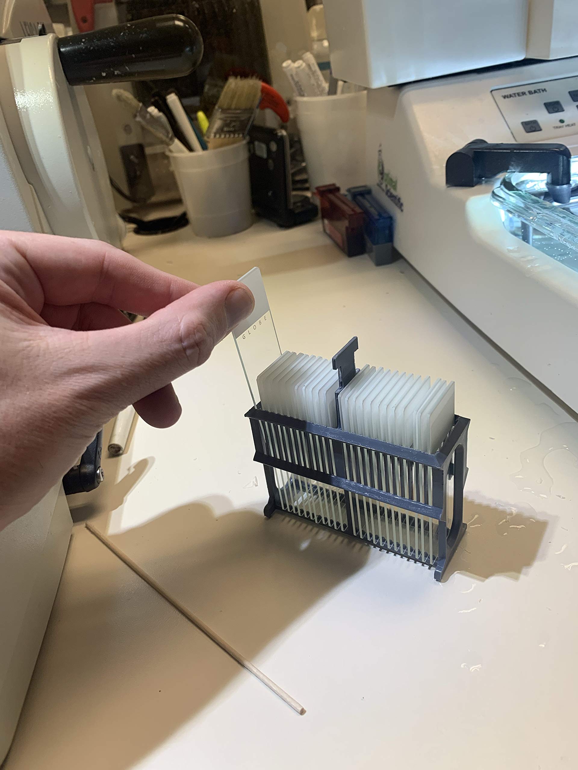 Optimal Scientific Staining Rack Microscope Slide Holder 24 Place Chemical Resistant Plastic (1 Rack)