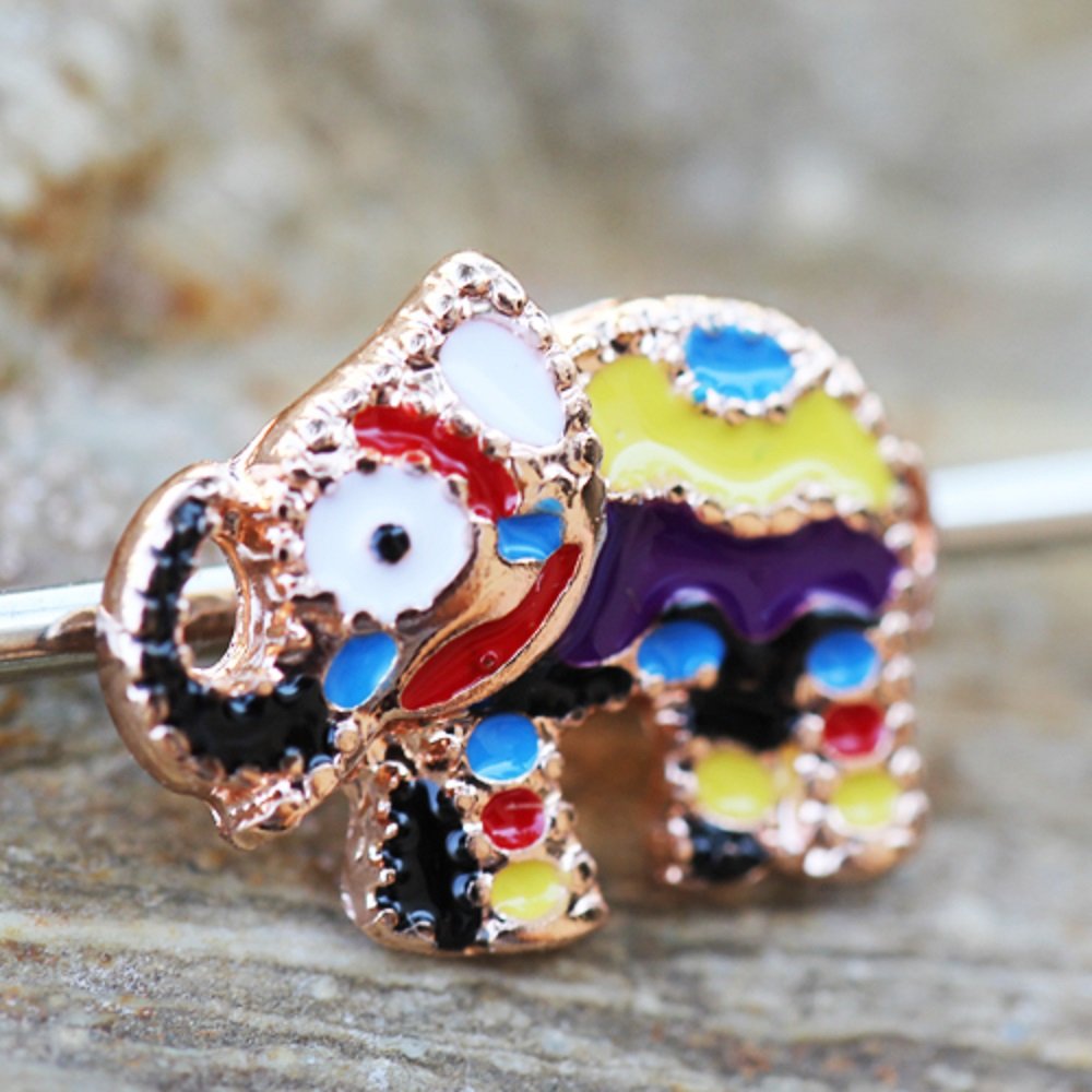 316L Stainless Steel Festive Indian Elephant Industrial WildKlass Barbell