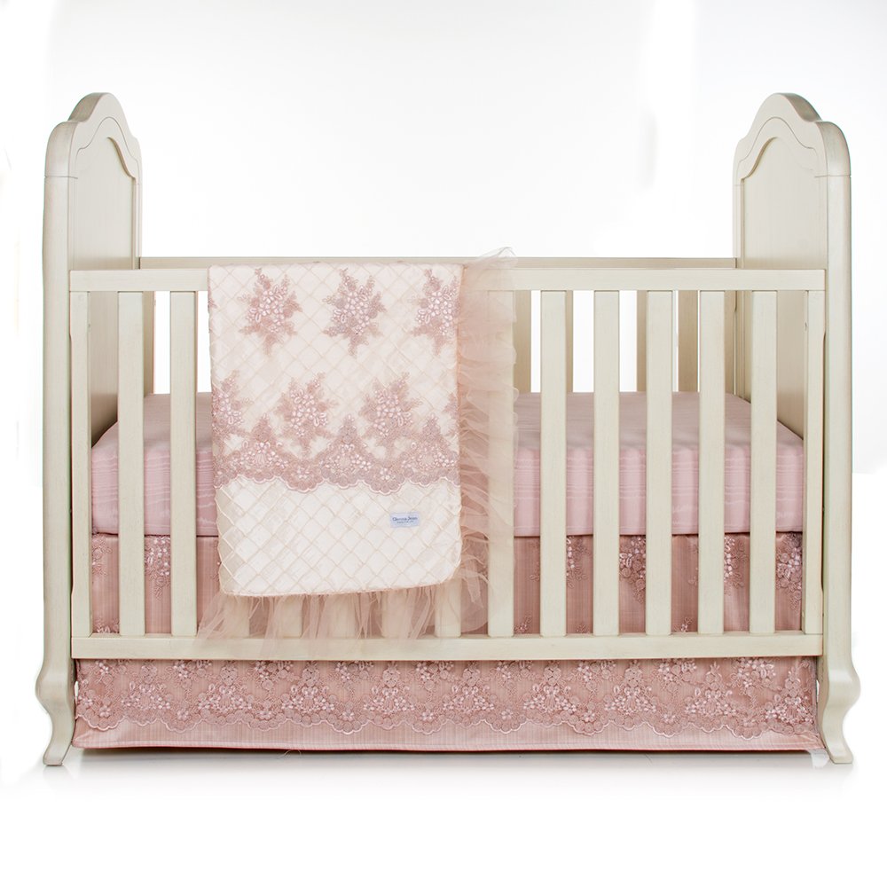 Crib Bedding Set Remember My Love by Glenna Jean | Baby Girl Nursery + Hand Crafted with Premium Quality Fabrics | Includes Quilt, Sheet & Bed Skirt with Pink & Ivory Accents