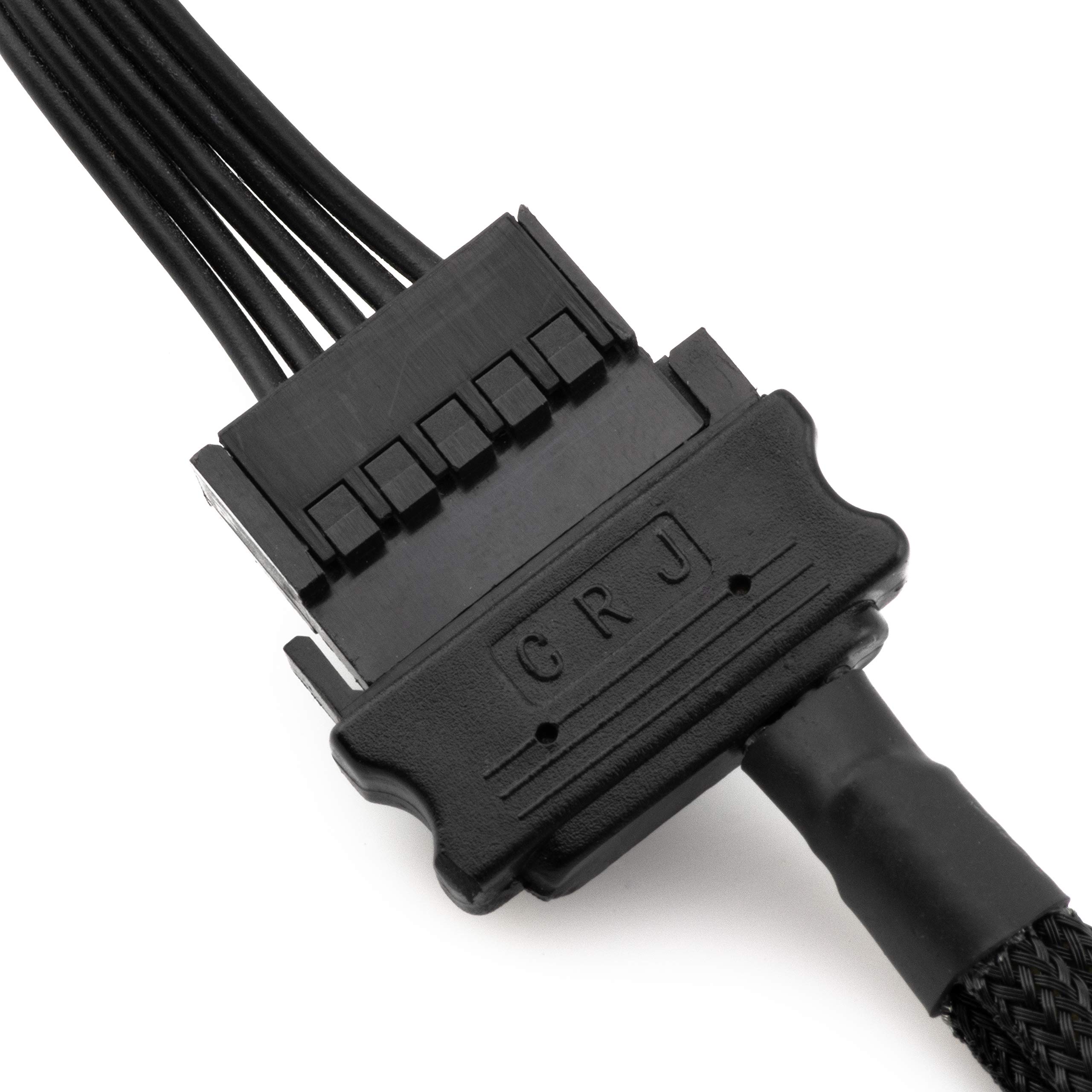CRJ 15-Pin SATA to 3 PC Fan Power Adapter Cable - 12-inch (30cm), Black Sleeved - Power Up to Three 3-Pin & 4-Pin Computer Cooling Fans from an ATX 15-Pin SATA Power Connector (12V - Full Speed)