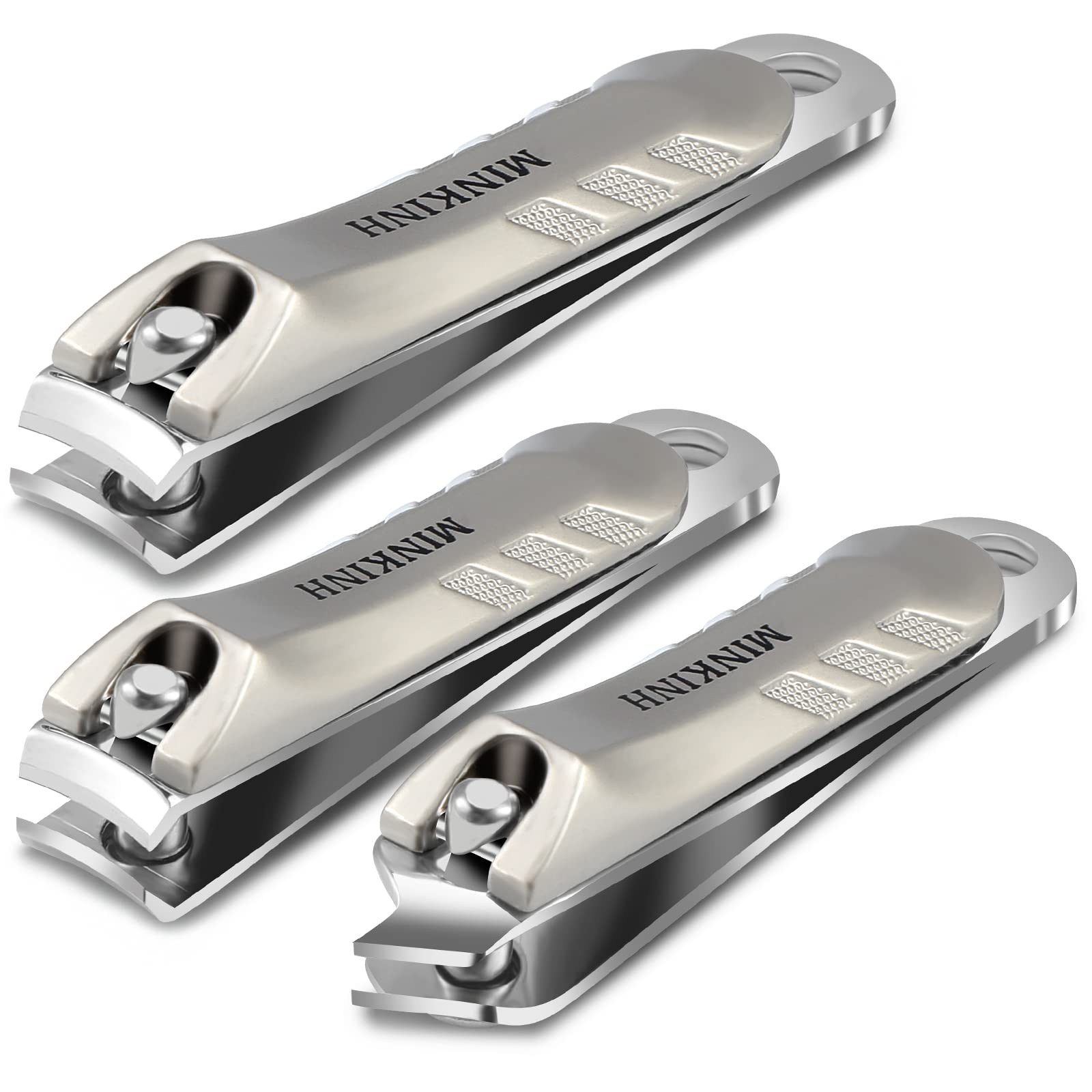 3 Pack Nail Clippers Set- Stainless Steel Fingernail & Toenail Clippers, Sharp Nail Clippers for Thick Nails or Ingrown Nails, Personal Pedicure Kit for Women and Man Gold