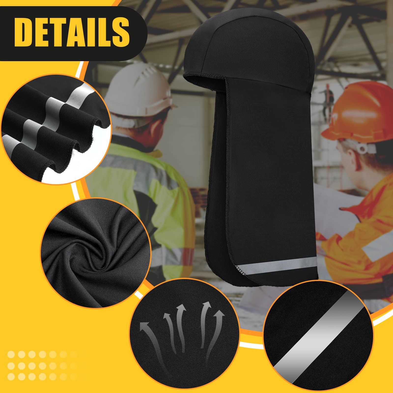 4 Pieces Sun Shade Hat Neck Shade Sun Shade Hat Cooling Skull Cap (Fluorescent Yellow, Fluorescent Green, Fluorescent Orange, Black)