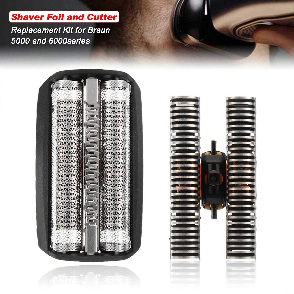 31B Shaver foil for Shaver B raun 5000/6000 Series Contour Flex XP Integral Shaver Foil & Cutter Head Replacement Combi Pack Black