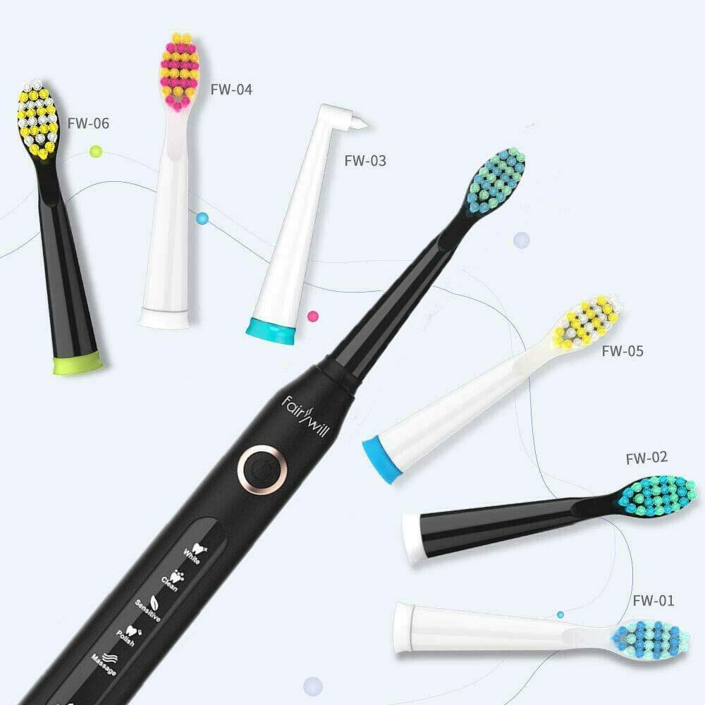 GSParts 12 pcs Replacement Hard Bristle Brush Heads For Fairywill Electric Toothbrush Black