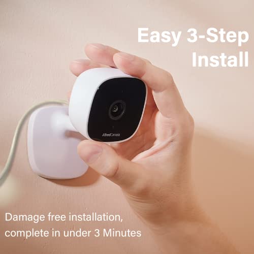 AlfredCamera Indoor Security Bullet Camera (White) - AlfredCam, Plug-in Baby Monitor/Pet Cam- 1080P, Night Vision, Wide-Angle View, Continuous Recording & Stick-On Mount - Works with Alfred Camera App