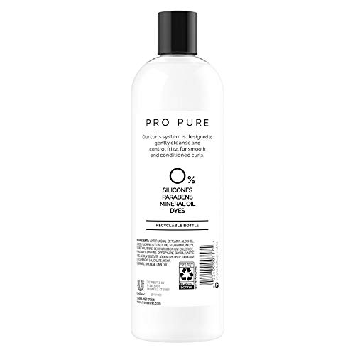 TRESemmé Pro Pure Conditioner Silicone-Free for Curly Hair Pro Pure Curl Define 0% Silicones, Parabens, and Mineral Oils and Dyes, 16 Fl Oz (Pack of 4)