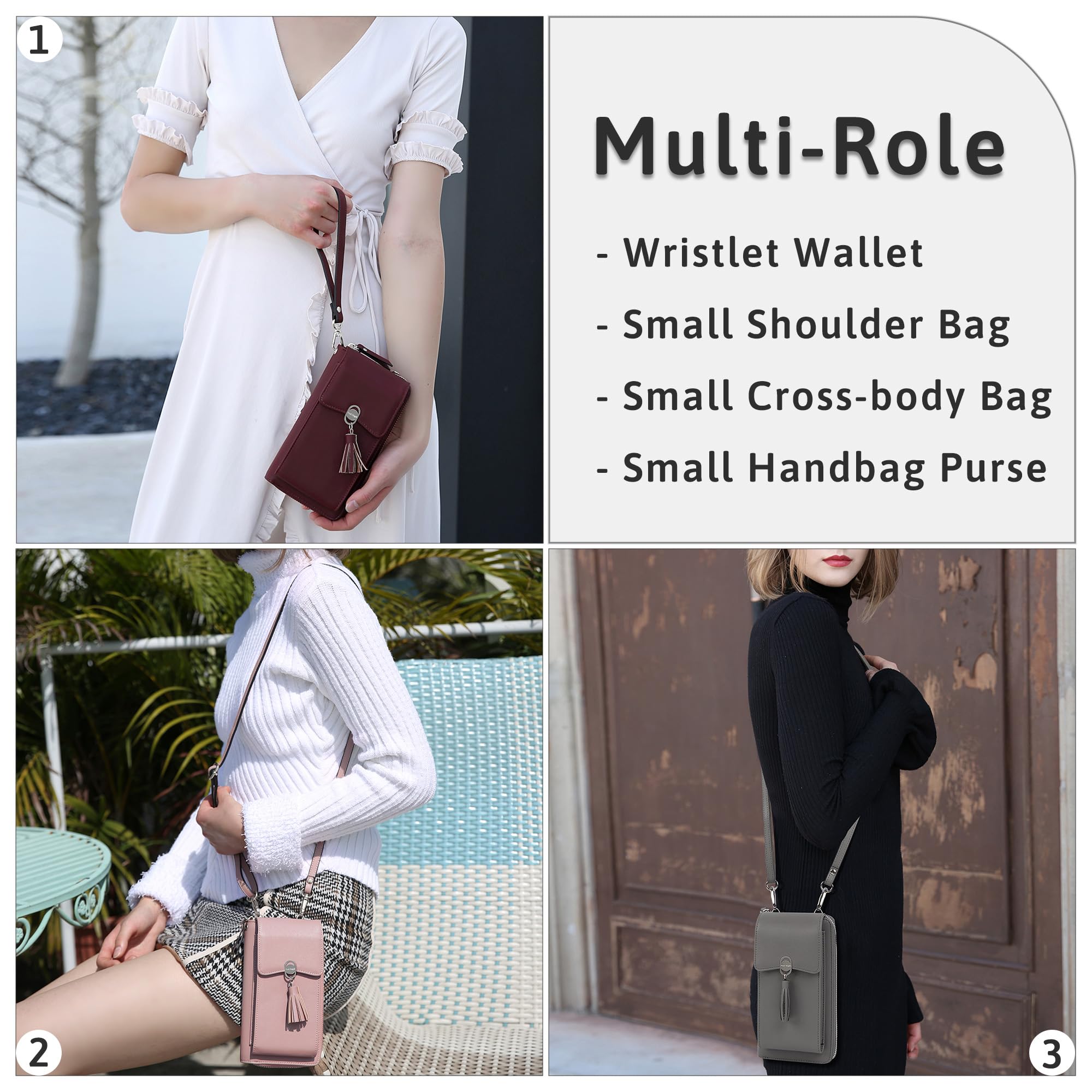 Pearl Angeli Small Crossbody Phone Bag RFID Women Wallet Cellphone Credit Card Purse with Adjustable Shoulder Strap
