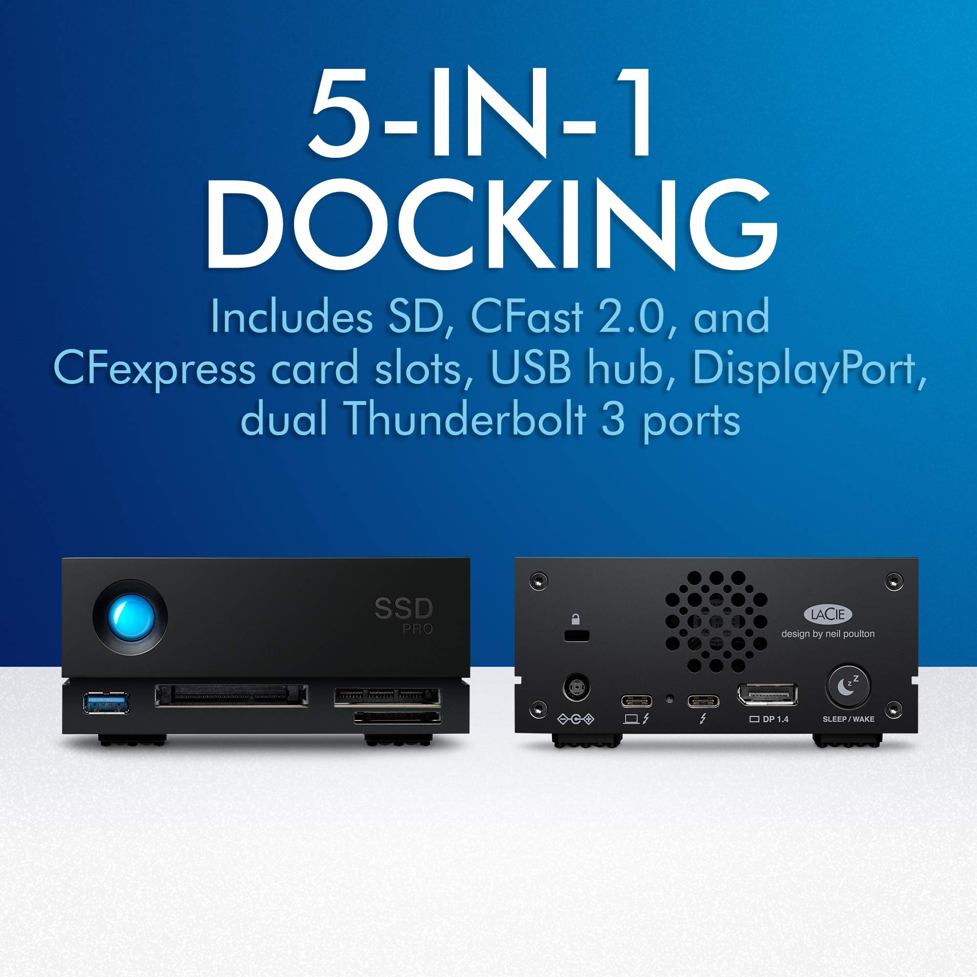 LaCie 1big Dock 4TB External Solid State Drive Desktop SSD – Thunderbolt 3, FireCuda NVMe SSD up to 2800 MB/s for Mac and PC Desktop, Data Recovery (STHW4000800)