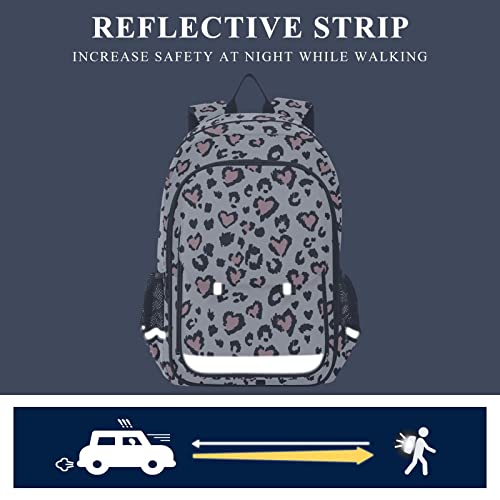 ALAZA Leopard Print Cheetah Jaguar Pink Heart Laptop Backpack Purse for Women Men Travel Bag Casual Daypack with Compartment & Multiple Pockets