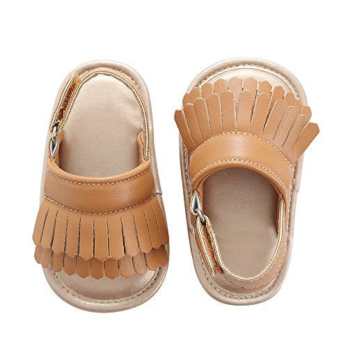 koshine Baby Sandal Tassels Summer Toddler Slipper Shoes 0-18 Months (12-18 Months,Khaki)