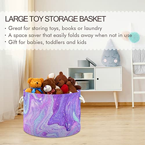 ALAZA Marble Purple Tie Dye Storage Box Toy Basket Laundry Storage Organizer Bins with Handles Large Baskets for Living Room Nursery Decor