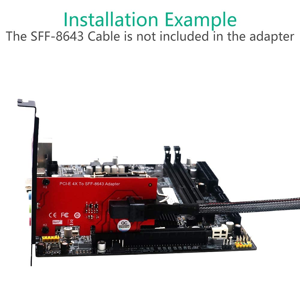 PCI Express 4.0 x4 Host Adapter Card with SFF-8643 Mini-SAS HD 36Pin Connector for U.2 (SFF-8639) PCIe-NVMe SSD - Support Intel 750 2.5-inch U.2 SFF SSD for Mining