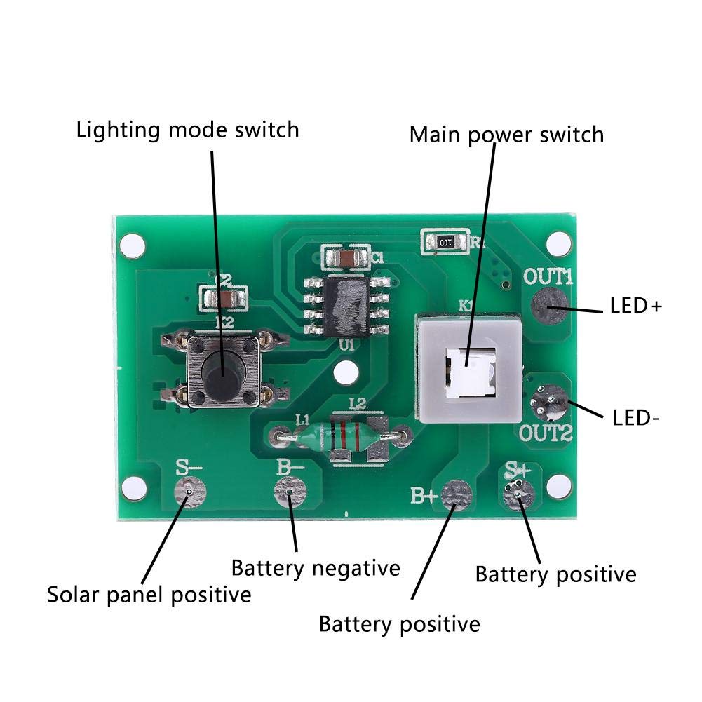 2Pcs Solar Lamp String Controller Module, Solar Lamp Controller Circuit Board with 8 Kinds Light Mode and Switch 1.2V 100mA