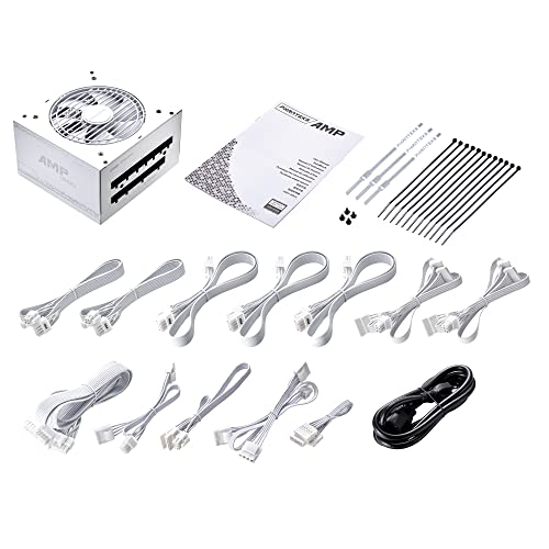 Phanteks (PH-P1000G_WT01) AMP Series 1000W 80PLUS Gold White Edition, ATX Power Supply, Fully Modular, Hybrid Mode, Silent fan, Revolt PRO LINK Certified