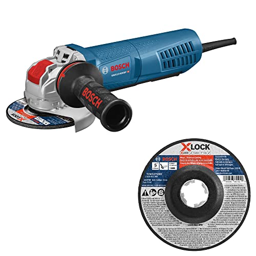 Bosch GWX13-50VSP 5 In. X-LOCK Variable-Speed Angle Grinder with Paddle Switch with TCWX27S500 5 In. x .045 In. X-LOCK Arbor Type 27A (ISO 42) 60 Grit Fast Metal/Stainless Cutting Abrasive Wheel
