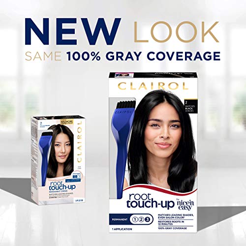 Clairol Root Touch-Up by Nice'n Easy Permanent Hair Dye, 2 Black Hair Color, Pack of 1